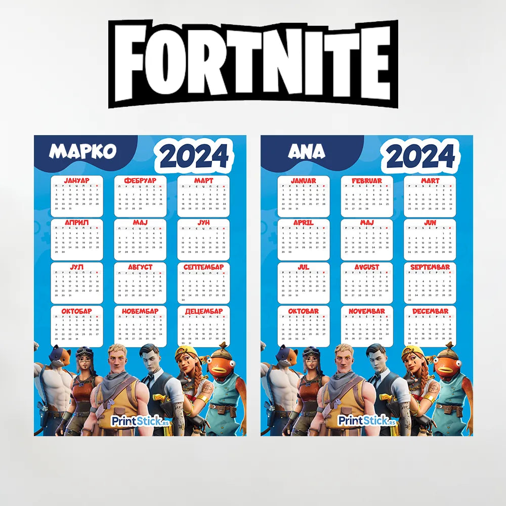 Kalendar - Fortnite – PrintStick
